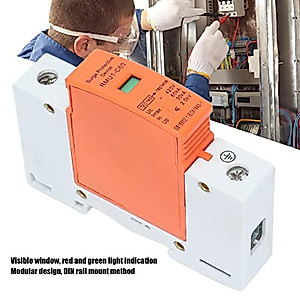 4Pcs 1P Surge Protective Device, Orange DIN Rail Mounting SPD House Arrester Protector Device for AC 420V RMU1‑C20/40/60(Imax：60kA)