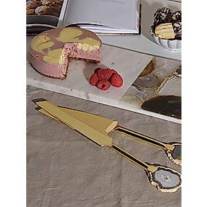 Best Home Fashion Agate Cake Serving Set - AGATE - 2.25” W x 10.0” L