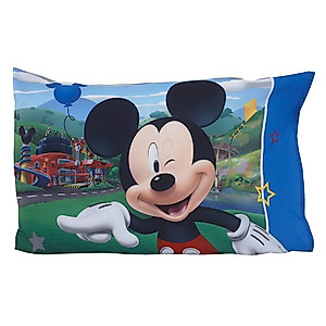 Disney Mickey Mouse Having Fun Super Soft 2 Piece Toddler Sheet Set, White/Grey/Blue/Red(Pack of 1)