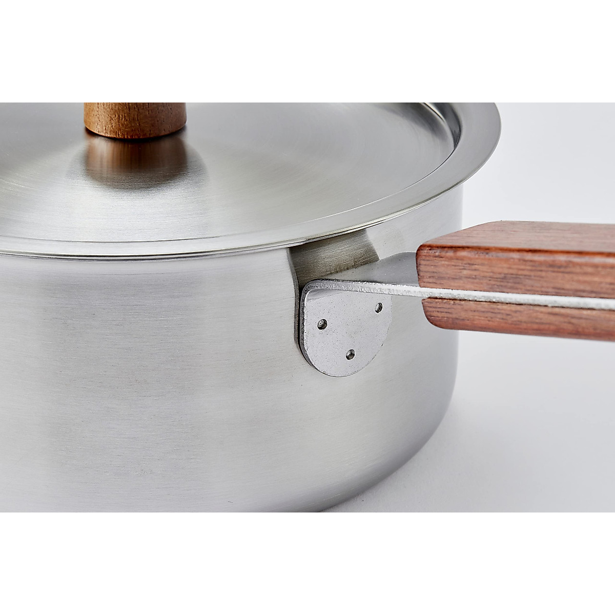 Dr.HOWS Warmwood Nonstick Sauce Pan with Lid 6 inch - Tri-Ply Stainless Steel Saucepan with Wooden Handle - Pot For Induction, Ceramic, Electric, Halogen and Gas Cooktops