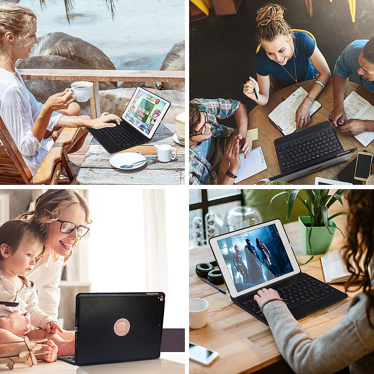 NOKBABO Keyboard Compatible with ipad 6th Generation, Compatible for ipad pro 9.7 inch,for ipad 5th Gen, for ipad Air 2 & 1 Keyboard, 130° Folio Hard Back Cover, Ultra Slim, Auto Wake/Sleep - Black