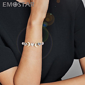 Gold Plated Sparkling Crescent Moon Charms fits Pandora Valentines Bracelet, 925 Sterling Silver Reflexions Crescent CZ Night Sky Beads, Gifts for Christmas/Sister/Girlfriend