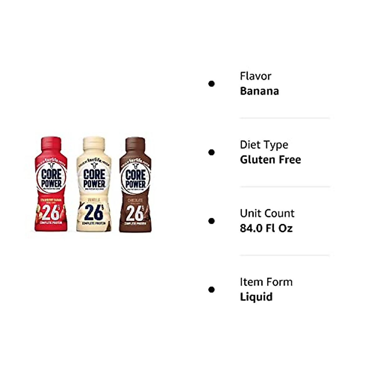 Core Power by Fairlife High Protein, 26g Protein, 3 Flavor Variety Pack, Milk Shake, 14 oz (Pack of 6)