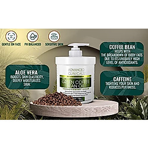 Advanced Clinicals Retinol Body Cream + Green Coffee Bean Oil Slim & Tighten Body Lotion Moisturizer Skin Care Set, Anti Aging Firming & Tightening Dry Skin Rescue Face & Body Cream Set, 2-Pack