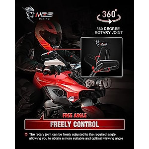 MZS Motorcycle Mirrors, Universal 8MM 10MM Bolts Handlebar Rear View Side mirror Black Compatible with Touring Cruiser Spostster Bobber Chopper Cafe Racer Tracker Street Naked Road Bike