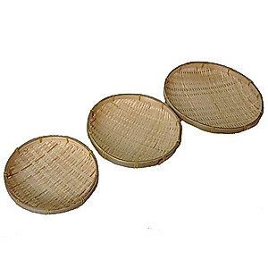 TimesFriend 100% Natural Handmade Woven Bamboo Basket Tray U Shape Holder Bulk Food Flat Shallow Basket Size 5inch 6inch 10inch 15inch Bulk for Customizing (15cm/6")