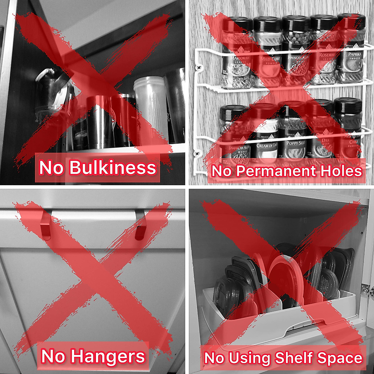 Slim Caddy LARGE + Middy Caddy Bundle | Cabinet Door Organizer | Kitchen Cabinet Organizer, Makeup Cabinet Storage, Spice Rack Organizer for Cabinet, and More!