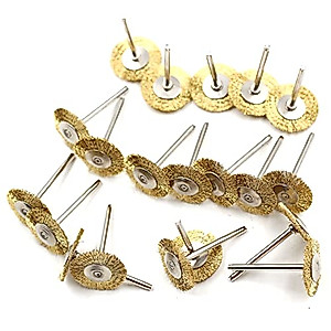20pcs Dia 25mm Rotary Tool Brass Wheel Wire Brush Set - Fits Dremel ,1/8" Shank ,Clean, Polish, Prep