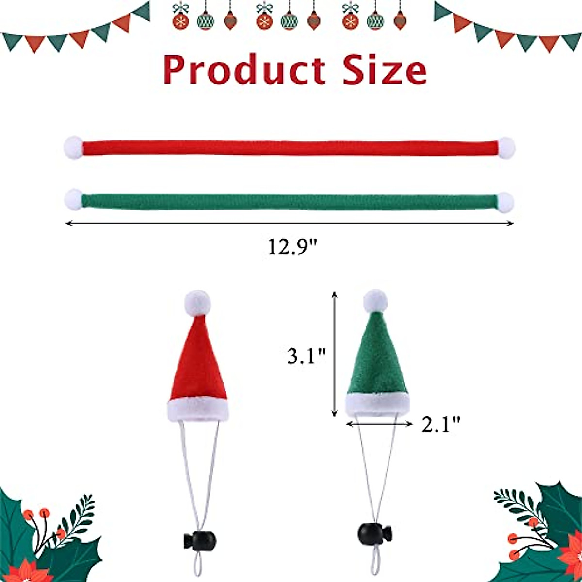 Mogoko 4Pcs Bearded Dragon Christmas Costume Lizard Santa Hat with Scarf Christmas Costumes Set with Adjustable Elastic Chin Strap for Bearded Dragon Guinea Pig and Small Animals Xmas Clothes