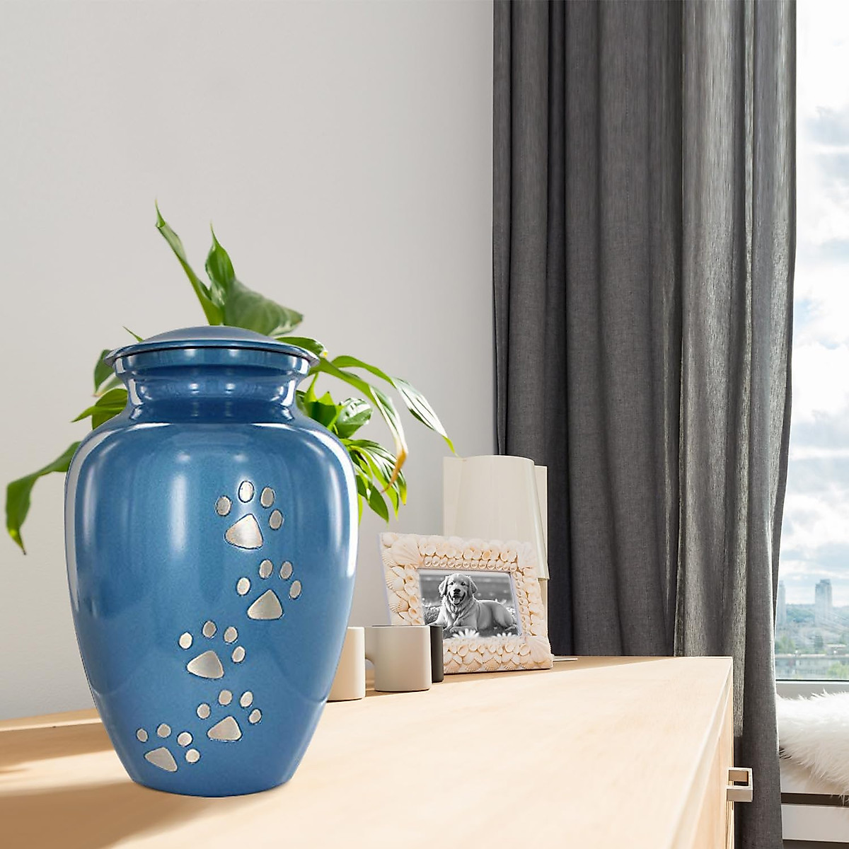 Trupoint Memorials Pet Urn for Dogs and Cats Ashes – A Loving Resting Place for Your Special Pet, Cat and Dog Urns for Ashes, Pet Cremation Urns – Blue, Large Pets up to 122 Lbs