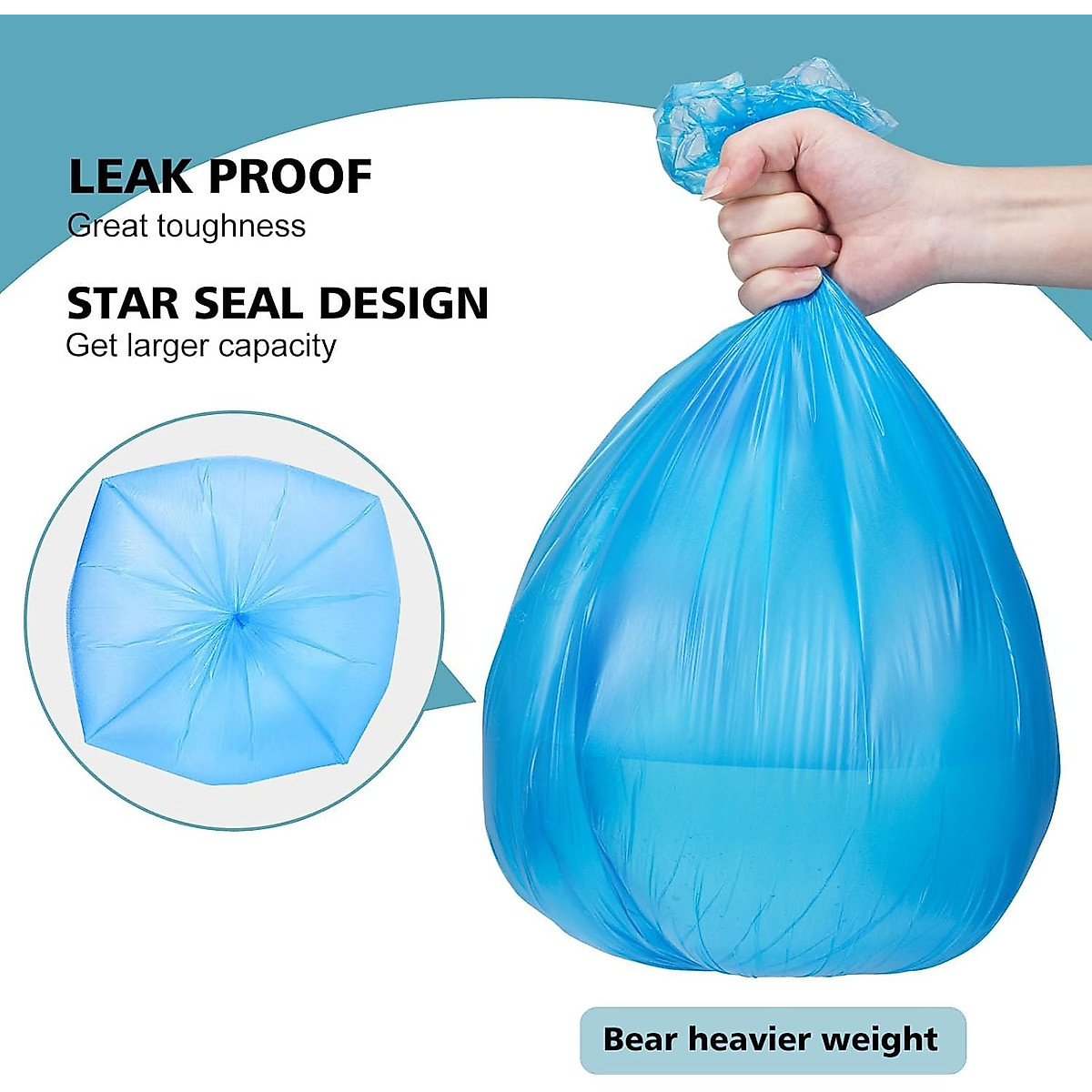 Compostable Trash Bags 4 Gallon 200 Packs,AYOTEE Biodegradable Trash Bags,Blue Recycle Bags,No leak Small Trash Bags,Small Garbage Bags 4 Gallon Trash Bags Unscented,4-6 Gal Bathroom Trash Bags