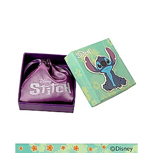 Disney Girls Lilo & Stitch Hoop Earrings - Enamel Hibiscus Flower & Stitch Brass Dangle Earrings - Officially Licensed