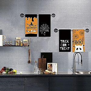 Halloween Kitchen Towels Funny Ghost Cat Halloween Dish Towels Set of 4, Hand Towel 18x26 Inch Drying Cloth Towel for Kitchen Home Decoration