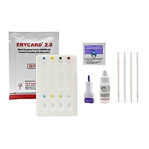 ALDON Innovating Science ABO/RH Blood Type Test Kit - Educational Use, Erycard Blood Grouping Card, Buffer Solution, Alcohol Wipe, Lancet, Collection Sticks, Instructions - Home Blood Type Testing Kit
