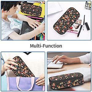 Aoojanu Mushrooms Snails Butterflies Large Pencil Case With Zipper Compartments Stationery Pencil Bag For Kids Teens Students School Supplies