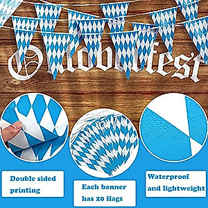 Oktoberfest Decorations, 131 Feet Oktoberfest Bavarian Check Flag, Oktoberfest Bavarian Pennant Banner Flag, Oktoberfest Decorations Octoberfest Party Supplies-4PCS