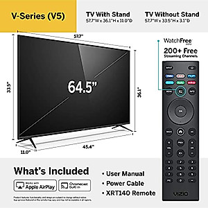 VIZIO 65-Inch V-Series 4K UHD LED HDR Smart TV with Apple AirPlay and Chromecast Built-in, Dolby Vision, HDR10+, HDMI 2.1, Auto Game Mode and Low Latency Gaming (V655-H19) (Renewed)