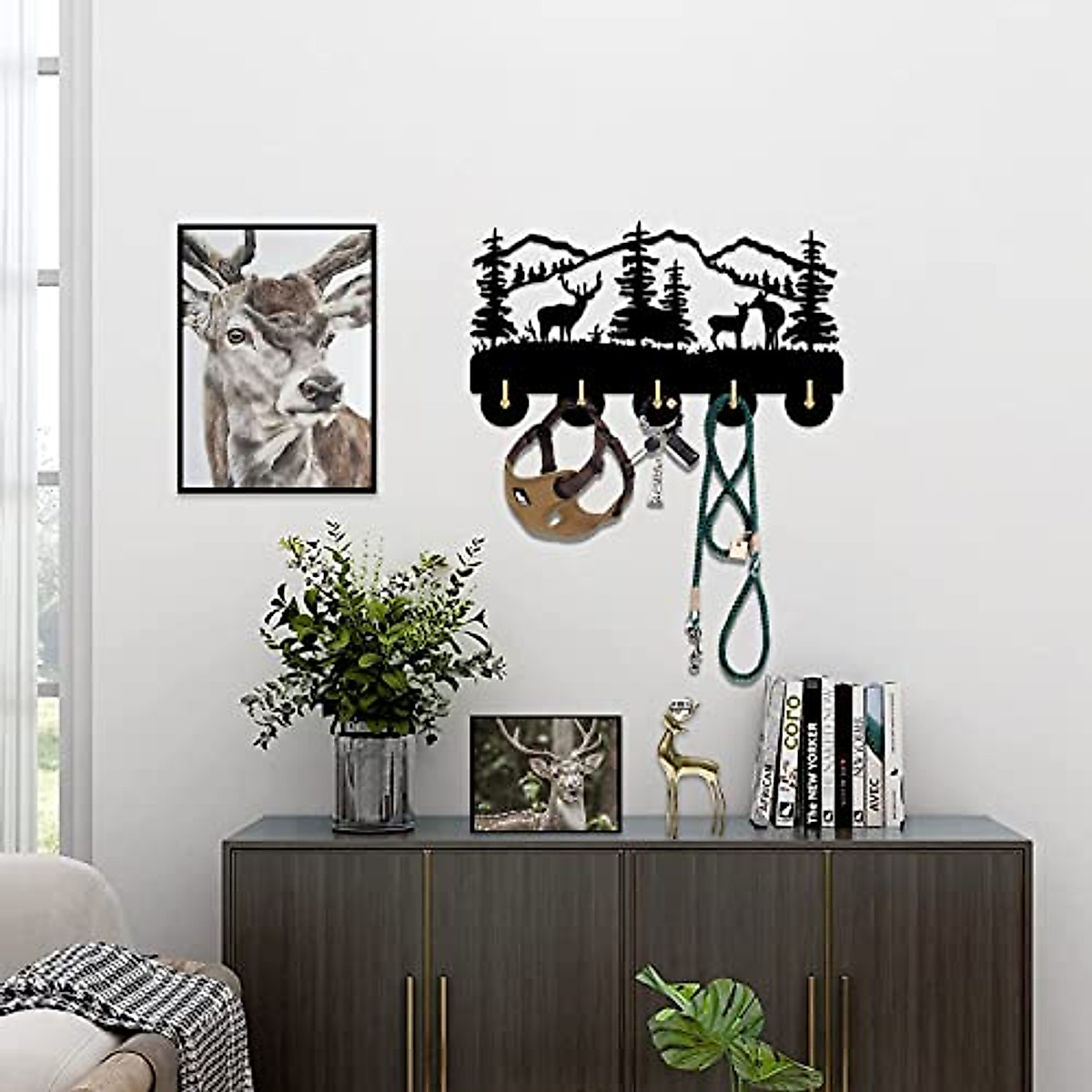 Wild Animals Elk Decorative Wall Hanger Family Clothes Wall Hooks Coat Rack Keys Holder Organizer Hook Animal Decorative Wall Hooks Hanger Handbag Keyring Holder Gifts for Relatives and Friends (A5)