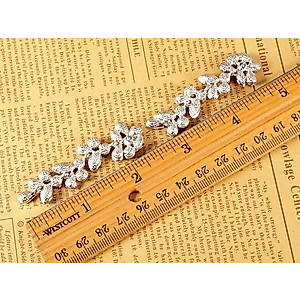 Alilang Metal Tone Grape Colored Stone Embellished Flower Leaves Dangling Earrings, Purple