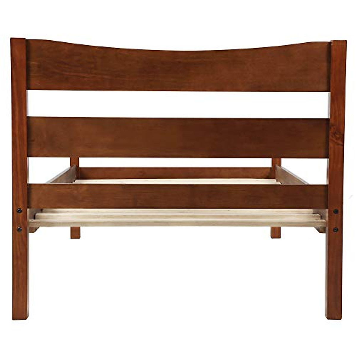 YuiHome Wood Bed Frame Twin Size, Rustic Style Platform Bed w/Headboard & Footboard, Solid Wood Slat Support, No Box Spring Needed, Panel Bed Mattress Foundation for Kids,Walnut