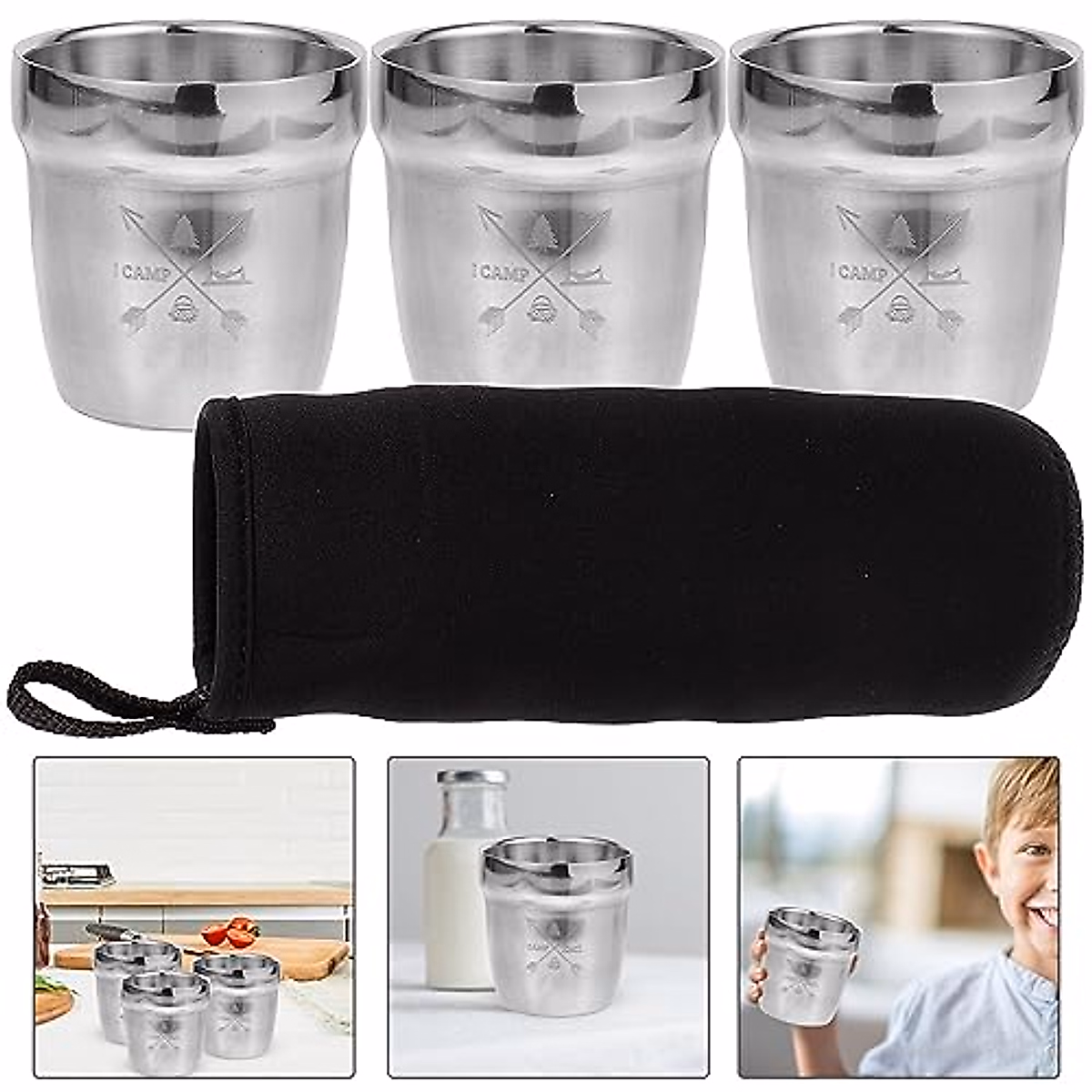 Kisangel 1 Set Travel Coffee Mug Coffee Mugs Espresso Cups Stainless Steel Water Cup Stainless Wine Glass Metal Cup Stainless Steel Coffee Tumbler Stainless Steel Cups Outdoor Beer Mug