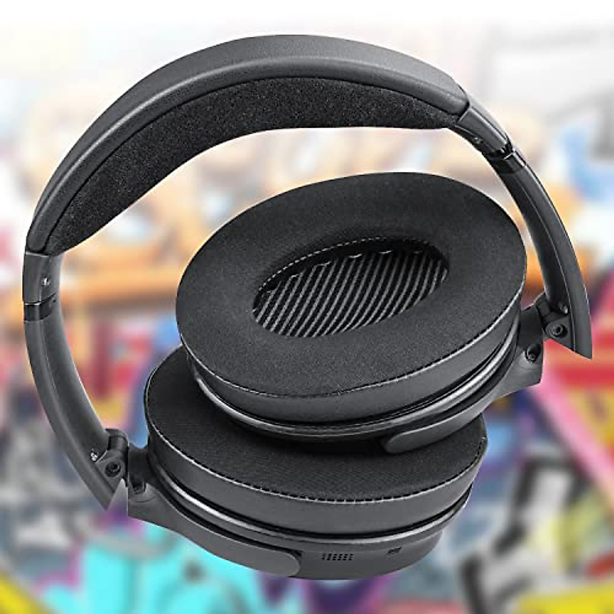 SoloWIT Cooling-Gel Ear Pads Cushions Replacement, Earpads for Bose QuietComfort 35 (QC35) and Quiet Comfort 35 II (QC35 II) Over-Ear Headphones, Noise Isolation Foam - Black