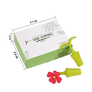 Grand Oasis Wine Bottle Stopper, Wine Corks Saver Sealer, Set of 5 as Wine Gifts, Silicone Flowers