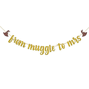 Dalaber from Muggle to Mrs Banner, Wizard Bridal Shower Decoration Wizard Wedding Engagement Bachelorette Party Supplies,Gold Glitter