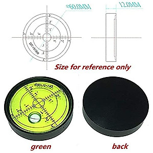 60x12mm With magnet High precision horizontal bubble Aluminium Case Bullseye Spirit Bubble Surface Level Round Inclinometers for Surveying Instruments ,Accuracy 15'/2， (Without magnet)