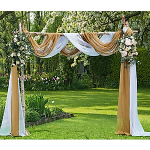 WARM HOME DESIGNS 2 Caramel Color Backdrop Curtain Bundle. 55 x 288 Inch Gold Fabric Curtain Backdrop for Golden Wedding Decor. (ADS Gold 288)