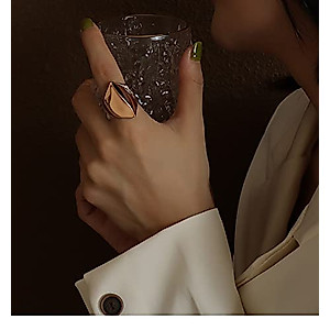 Jude Jewelers Stainless Steel Irregular Shape Mountain Hill Pyramid Shape Biker Statement Cocktail Party Ring (Gold, 9)