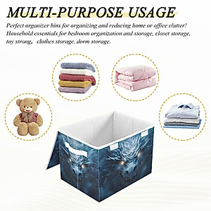 ZRWLUCKY Blue Dragon Storage Organizer Box with Lids and Handle Sturdy Foldable Decorative Storage Box for Playroom, Bathroom, Bedroom, Kids, Boys, Girls, Adults, Puppies