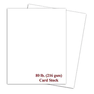 White Thick Paper Cardstock - for Business Card, Art, Invitations, Stationary Printing | 80 lb Card Stock | 8.5 x 11 inch | Heavy Weight Cover Stock (216 gsm) | 8 1/2 x 11 | 50 Sheets Per Pack