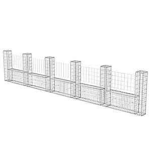 Festnight Gabion Wall U Shaped Weather Resistant Galvanized Steel Stone Basket Wire Wall Garden Edging Cage Walls Panels 224.4 x 7.9 x 39.4 Inches (L x W x H)