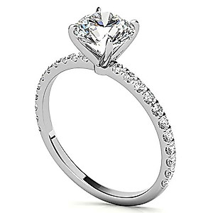 10K Solid White Gold Handmade Engagement Ring 2.00 CT Round Cut Moissanite Diamond Solitaire Wedding/Bridal Rings Set for Women/Her, Amazing Ring Gift for Her