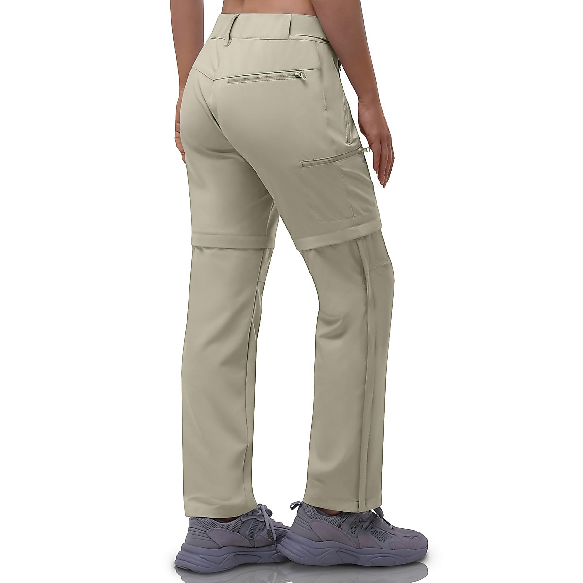 Outdoor Ventures Women's Convertible Pants, Quick Dry Hiking Zip-Off Pants, Stretch Lightweight Cargo Pants Beige