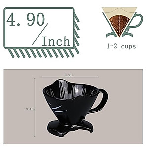 Koolkatkoo Pour Over Coffee Dripper Non-Electric Pour Over Coffee Maker Easy Manual Coffee Drip Single Cups Ceramic Brewing Accessories Coffee Gifts Cat Lovers Gifts Coffee Lovers Gifts Black