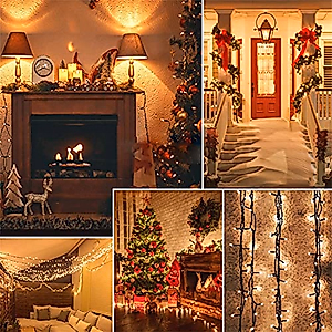 BHCLIGHT Super-Long 105FT 300 LED Solar String Lights Outdoor, Waterproof Solar Christmas Lights Outdoor with 8 Lighting Modes, Green Wire Solar Tree Lights for Patio, Garden, Party (Warm White)