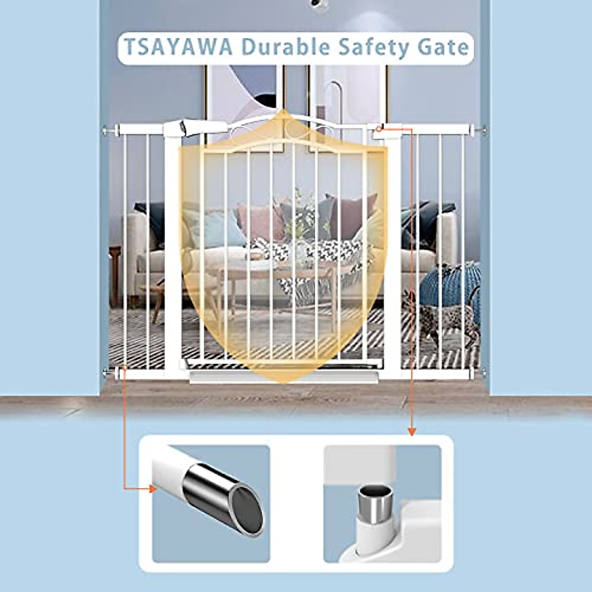 Walk Through Narrow or Wide Baby Gate for Kids or Pets - Pressure Mount Dog Gates for Stairs and Doorways The House -Metal Pet Gate Wide 35.04"-37.80"