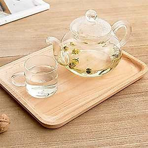 GEEKLLS Breakfast Tray Solid Beech Wood Rectangular Dinner Plate Western Food Rectangular Round Corners Snack Dessert Serving Tray