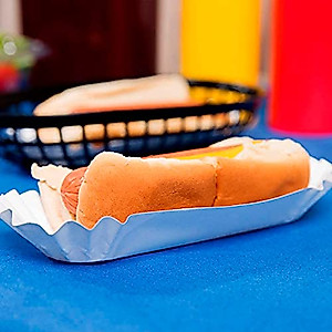 50 PCS Hot Dog Tray - Hotdog Serving Dish Set Paper Food Boats Disposable Fluted Dishes Corn Dogs Wrappers Holders Breakfast Sausage Trays Picniс Plates Hot Dog Cart Accessories