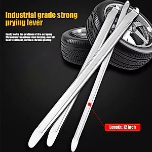 GKmow 3 PCS Car Tire Iron Kit, Tire Scoop Spoons Crowbar Lever, Rim Protectors Kit, Universal Tire Repair Maintenance Tools for Most Cars Motorcycles (Silver)