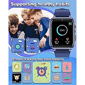Fiechcco Kids Smart Watch Boys 4-6, Kids Watch Boys Gifts for Age 6-8 Birthday Christmas Stocking Stuffers for Kids Gifts for 3 5 7 6 8 Year Old Gift Ideas (Blue)