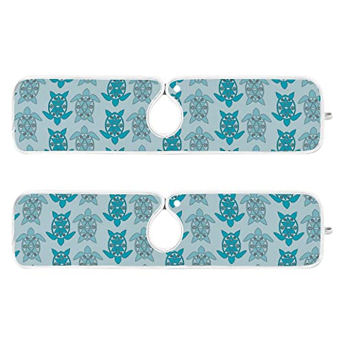 2 Pack Faucet Splash Guard for Sink,Sea Turtle Teal Seamless Washable Kitchen Faucet Absorbent Mat for Sink , Sink Mats and Protectors for Kitchen, Faucet Splash Catcher for Bar