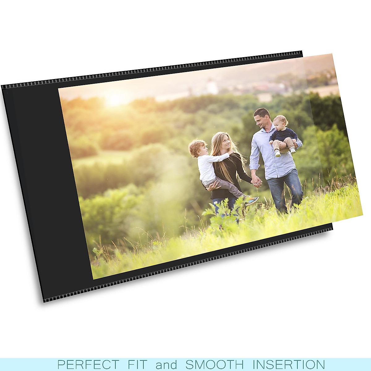 Mositear 10 Pack 4"x6" Premium Super Slim Magnetic Picture Pockets Frames with Black Holds 4 x 6 inches Photo for Refrigerator | NEW VERSION | EASE of INSERTING