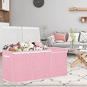 Pantryily Toy Storage for Girls - Extra Large Kids Toy Box Chest,Collapsible Toy Organizers and Storage for Nursery,Playroom,Office 35.8"x12.6"x16"(Pink)