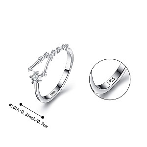 BriLove 925 Sterling Silver CZ Ring for Mom Women -Taurus Horoscope Zodiac 12 Constellation Astrology Adjustable Rings for Statement Valentines Day/Anniversary/Mothers Day/Birthday/Christmas