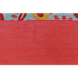 Peegli Women's Vintage Red Floral Saree Indian Crepe Silk Sari 5 Yards DIY Fabric