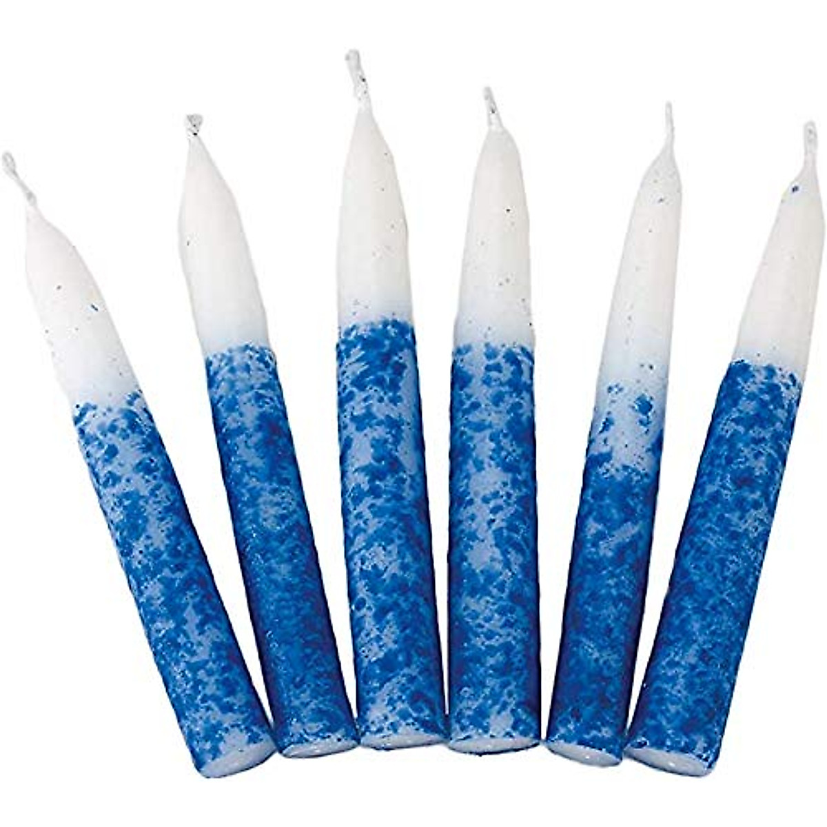 Shabbat Candles by Rite Lite - 12 Pieces - Packaged in a Beautiful Box with an Artistic Card Hanukkah (Premium White & Blue)
