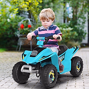 OLAKIDS Kids Ride On ATV, 6V Motorized Quad Toy Car for Toddlers, 4 Wheeler Battery Powered Electric Vehicle for Boys Girls with Forward/Reverse Switch, Anti-Slip Wheels (Aqua)